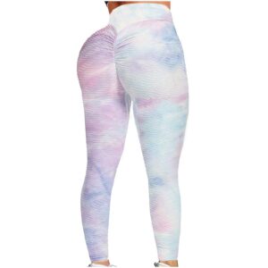 bblulu womens high waist ruched butt lifting leggings scrunch textured compression yoga pants tie-dyed booty workout tights