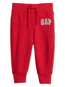 gap baby boys logo pull-on joggers sweatpants, red wagon, 3t us