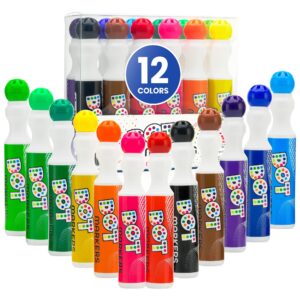 darice washable dot markers for toddlers, 12 colors (40ml 1.35oz) paint marker dot art set, water based non-toxic bingo daubers for kids