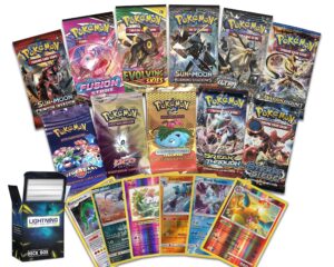 lightning card collection 3 random booster packs with a bonus holo rare card with a lcc deck box