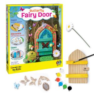 creativity for kids butterfly fairy door kit - painting arts and crafts for kids, creative gifts for girls and boys age 6-7+ yellow