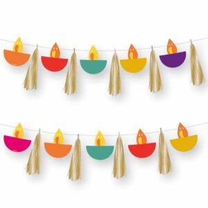 amscan 9914470 - diwali multicoloured & gold candle tassel garland party decoration - 1.5m