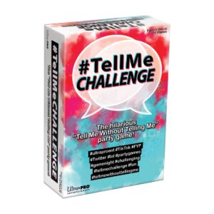 playroom entertainment #tellmechallenge - the fun party game for friends and family, based off the social media trend, tell me without telling me, fun game for summer nights, and summer parties