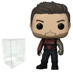 winter soldier (zone 73) funko pop protector bundle - marvel: falcon and the winter soldier - winter soldier (zone 73) pop figurine 3.75 inch with clear plastic pop protector case