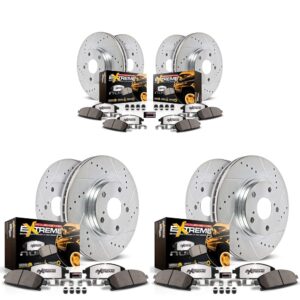 power stop k6547-36 front and rear z36 truck & tow brake kit, carbon fiber ceramic brake pads and drilled/slotted brake rotors