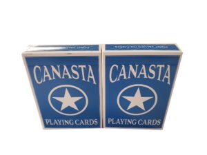 merz67 llc 2 deck canasta playing cards set w/points, blue back