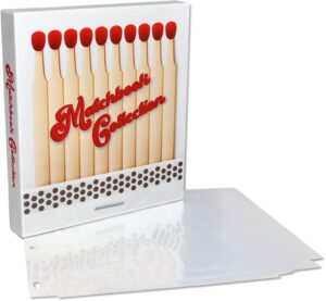 unikeep matchbook cover collection storage album for display, protection, and archival. includes 15 pages. holds 90 matchbooks