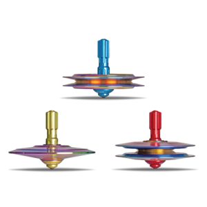 ufo tops | metal spinning tops | triangulum series collector 3-pack set (psychedelic steel)