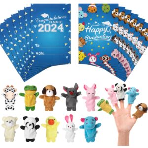 zhanmai 40 pcs kindergarten graduation gifts bulk animal finger puppet toy with gift graduation card, preschool graduation classroom exchange gifts, graduation party favors for kids