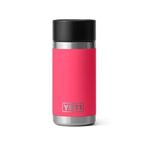 yeti rambler 12 oz bottle, stainless steel, vacuum insulated, with hot shot cap, bimini pink