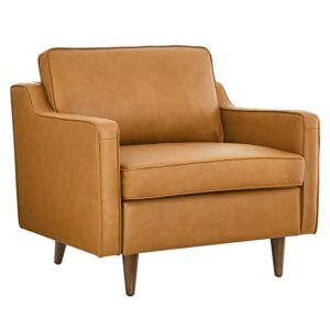 modway impart upholstered genuine leather armchair in tan