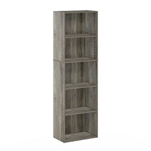 furinno luder bookcase / bookshelf / storage shelves, 5-tier, french oak