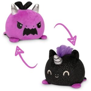 teeturtle - the original reversible dragon + unicorn plushie - purple + black - cute sensory fidget stuffed animals that show your mood