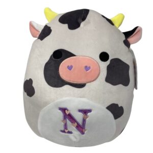 official kellytoy squishmallows 12-inch monogrammed plush stuffed animal - choose your letter! (colin cow with an n)