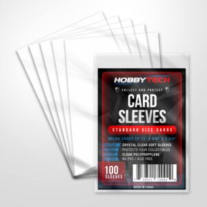 100 pcs standard size card sleeves - premium penny sleeves for sports cards, tcg, mtg - protect your collectibles with hobbytech (1 pack)