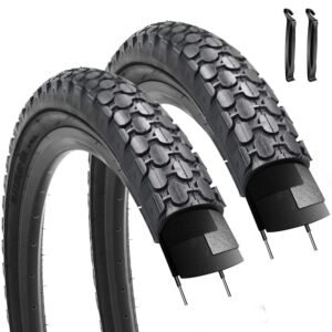 2 pack beach cruiser bike tire 26" x 2.125" folding bicycle replacement tires-black/white side wall… (pair black wall)…