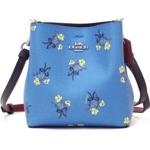 coach women's mini town bucket bag (coated canvas - floral bow print - blue)