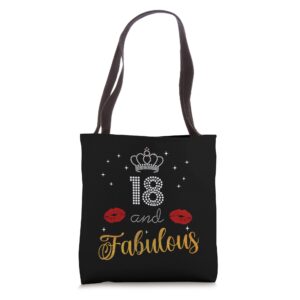 fabulous queen 18 years old sassy 18th birthday tote bag