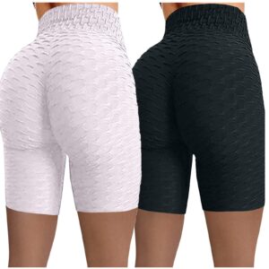 bblulu 2 pack women's textured booty tights high waisted ruched butt lifting leggings tummy control push up workout yoga pant