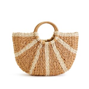 two's company straw braided basket bag with double handles