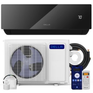 della umbra series 12000 btu wifi enabled mini split air conditioner ductless inverter system, 17 seer2 110-120v energy efficient unit w/ 1 ton heat pump, cools up to 550 sq. ft. (black series)