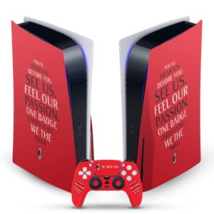 head case designs officially licensed ac milan typography art matte vinyl faceplate sticker gaming skin decal cover compatible with sony playstation 5 ps5 disc edition console & dualsense controller