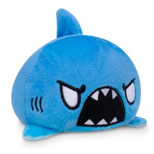 teeturtle - the original reversible shark + narwhal plushie - blue - cute sensory fidget stuffed animals that show your mood