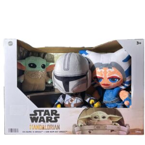 star wars: the mandalorian 3-pack plush set including the mandalorian, ahsoka tano & grogu