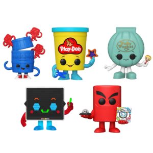 funko pop! games bundle collectors set - barrel of monkey's, play-doh, lite-brite, polly pocket, and trouble