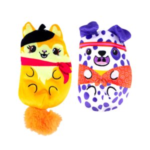 dogs vs squirls - zoey & riley - 2-pack - 4" amazon exclusive squishy bean filled plushies! - collect these as stocking stuffers, fidget toys, or sensory toys - great for kids, boys, & girls!