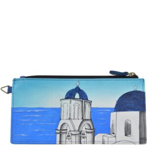 anna by anuschka women's hand painted genuine leather organizer wallet - magical greece