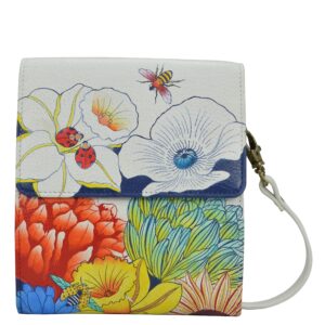 anna by anuschka women’s hand-painted genuine leather flap organizer - floral melody