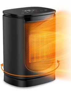 space heater for indoor use, electric ceramic heater, 3 modes, 12h timer, fast heating portable heater, 70°oscillating heater with tip-over & overheating protection for living room, office, bedroom