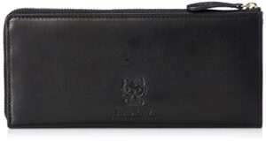 sanrio hello kitty no.87062 women's wallet, genuine leather, cowhide leather, long wallet, large capacity, thin, long, holds a lot of items, ribbon motif, l-shaped zipper, long wallet, black