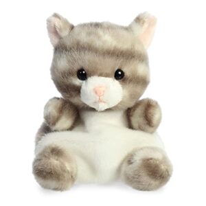 aurora® adorable palm pals™ silver kitty™ stuffed animal - pocket-sized play - collectable fun - gray 5 inches