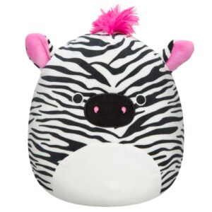 squishmallows original 12-inch tracey zebra with pink mane - medium-sized ultrasoft official jazwares plush