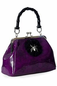 lost queen killian spiderweb vintage kisslock handbag glitter spider brooch purse (purple)