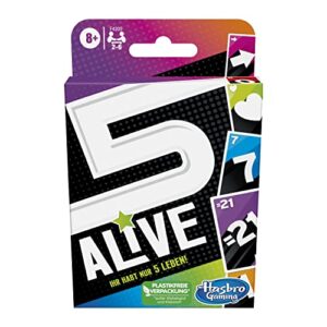 hasbro disney frozen five alive card game, quick game for kids and families, easy to learn family game from 8 years, 5 alive card game for 2-6 players