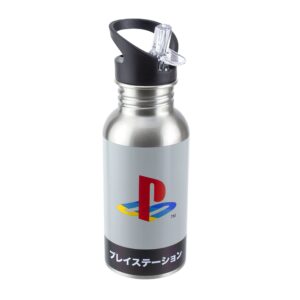 paladone playstation heritage stainless steel water bottle, 500 ml, 16.9 fl oz