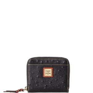 dooney & bourke wallet, ostrich small zip around wallet - black