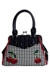 lost queen women's rockabilly cherry skulls handbag retro kisslock purse