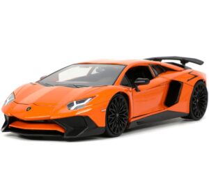 lamborghini aventador sv orange metallic hyper-spec series 1/24 diecast model car by jada"""