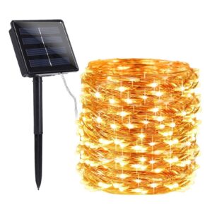 chnooi 72ft 22m 200 led solar light bar home garden copper wire string lights fairy outdoor solar powered christmas party decoration (size : 12m)