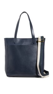 madewell women's the zip-top medium transport tote, dark baltic, blue, one size