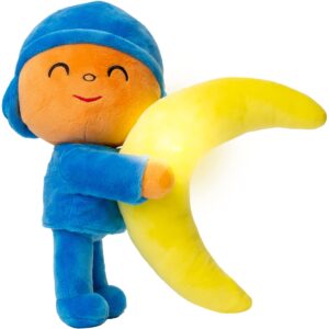 pocoyo light up plush - acts as a night light and sleep soother - for toddlers, girls and boys - officially licensed light up doll - preschool leaning plush bedtime (light up moon plush)