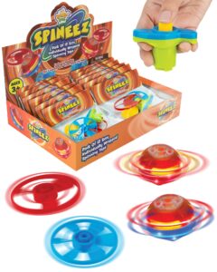 ipidipi toys light up spinning tops and flying saucer disc - ufo light up spinner toy - stocking stuffers, kids party favors, school prize box toys, goodie bag fillers (orange, set of 12, 36 pcs)