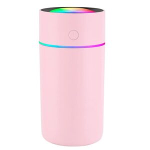 spoli mini humidifier for bedroom,usb portable humidifier,320ml water tank,suitable for cars,offices,bedrooms, etc, 2 mist modes，automatic shut-off，nano mist,super quiet. (pink)