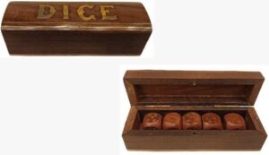 kam home wooden game dice box with five dice square gifts for christmas