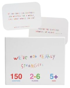 we're not really strangers kids edition card game - 150 conversation cards for kids, adults,teens,couples & strangers – fun family party time for game night or kid’s parties,ages 5+,2-6 players