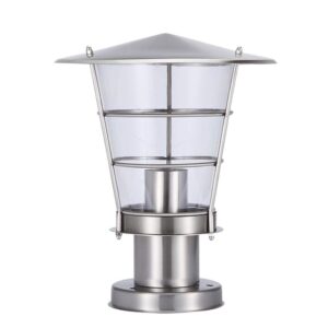 xmfxiao stainless steel silver lawn waterproof e27 outdoor acrylic column head lamp modern minimalist european cylindrical lamp garden gate street park home villa lighting pillar lamp